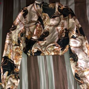 Missguided | Tops | Black Chain Print Elastic Wrap Crop Top | Poshmark